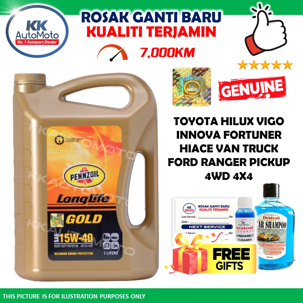 Genuine Pennzoil Gold SAE 15W-40 15W40 Toyota Hilux Vigo Innova ...