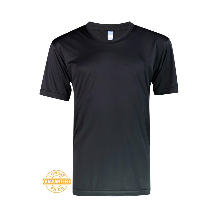 Black Plain Microfiber Polyester T Shirt Round Neck Dry Fit Cool Fit
