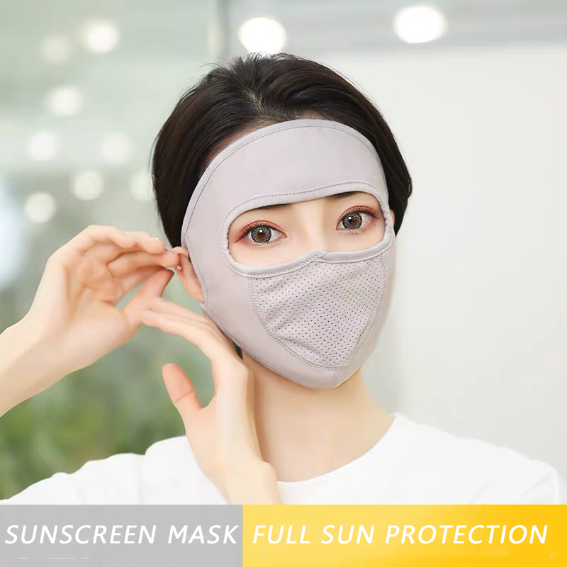 Summer Ice Silk Thin Sunscreen Full Face Mask Sun Protective Mask ...