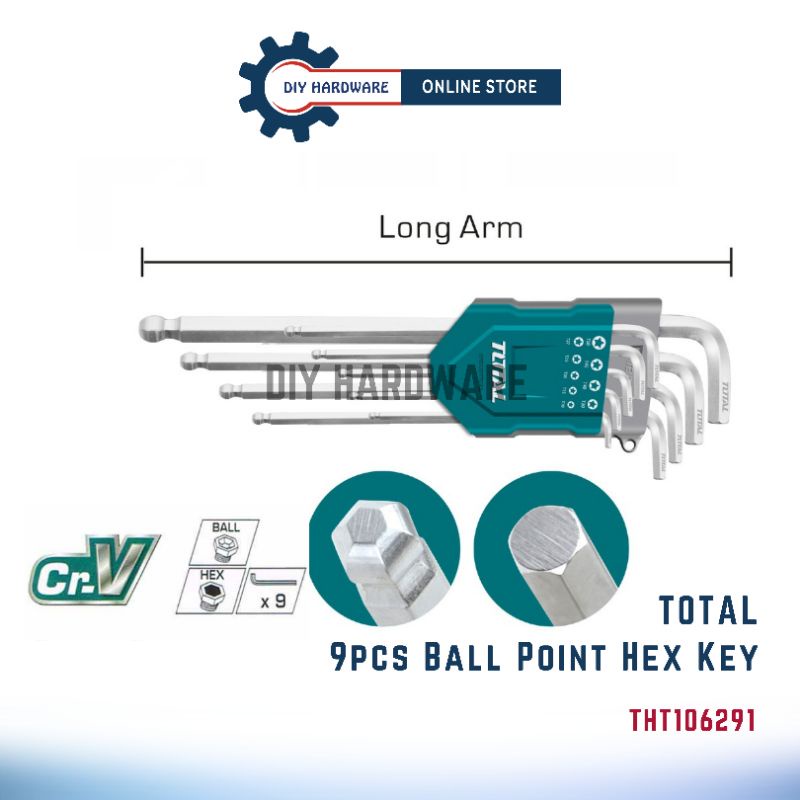 TOTAL 9 Pcs Ball Point Hex Key THT106291 | Shopee Malaysia
