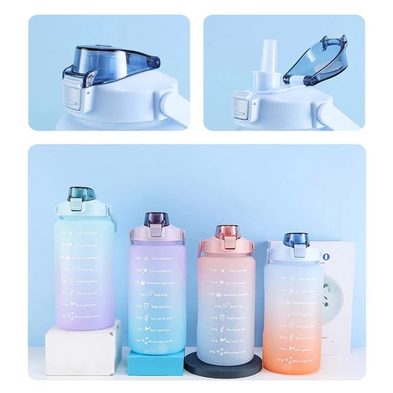 2000ML Botol Air Viral FREE 2D3D Stickers FREE Brush Cute Water Bottle ...