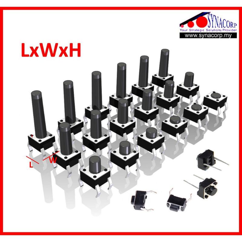 10PCS 6x6 12x12 Tact Switch DIP SMD Tactile Push Button | Shopee Malaysia