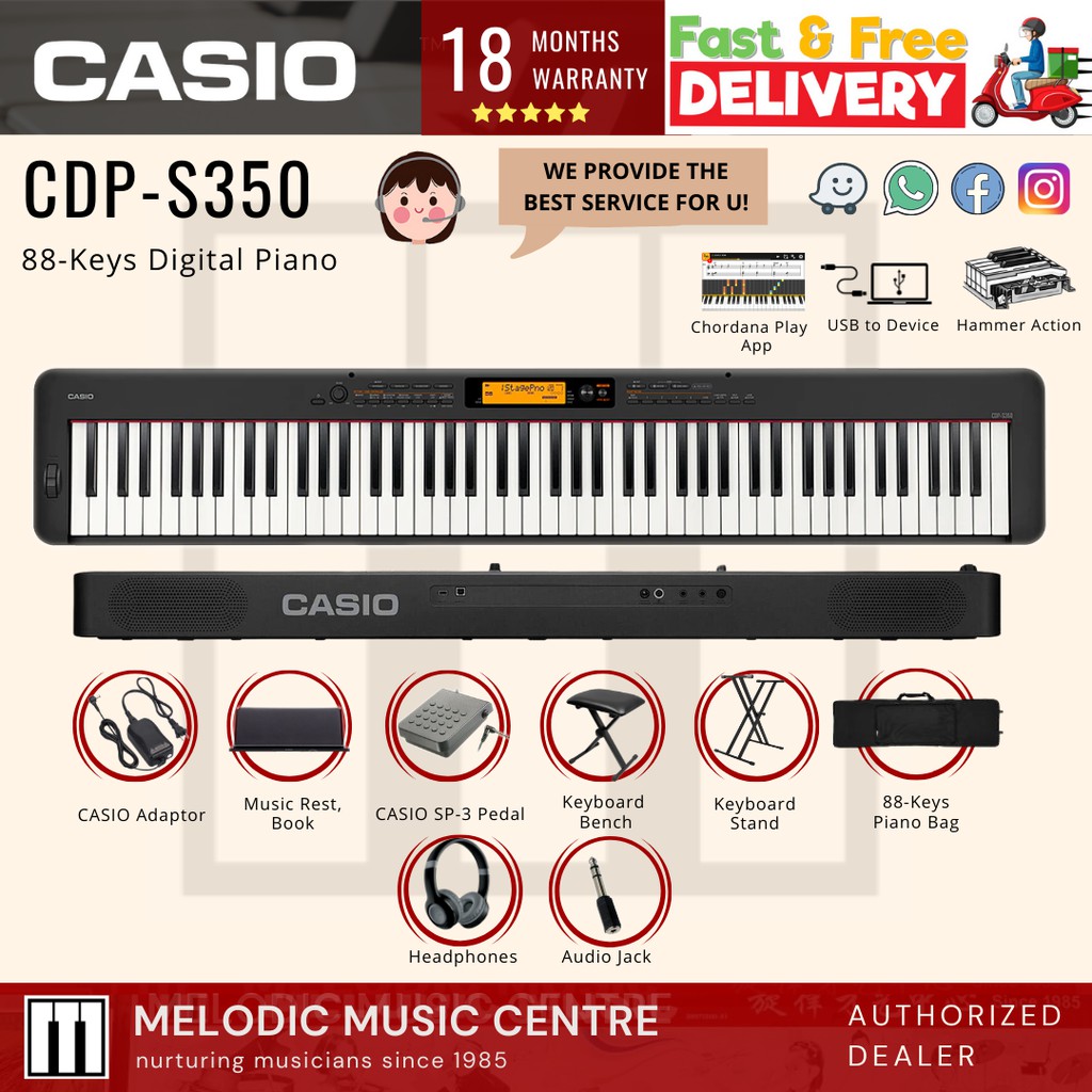 Casio CDP-S350 88-Keys Digital Piano KEYBAORD PACKAGE (CDPS350 CDP S350 ...