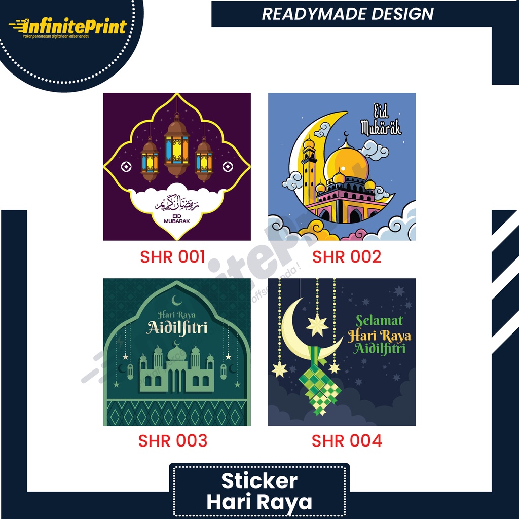 [READYMADE DESIGN] 100pcs - Label Sticker Selamat Hari Raya 3cm / 4cm ...