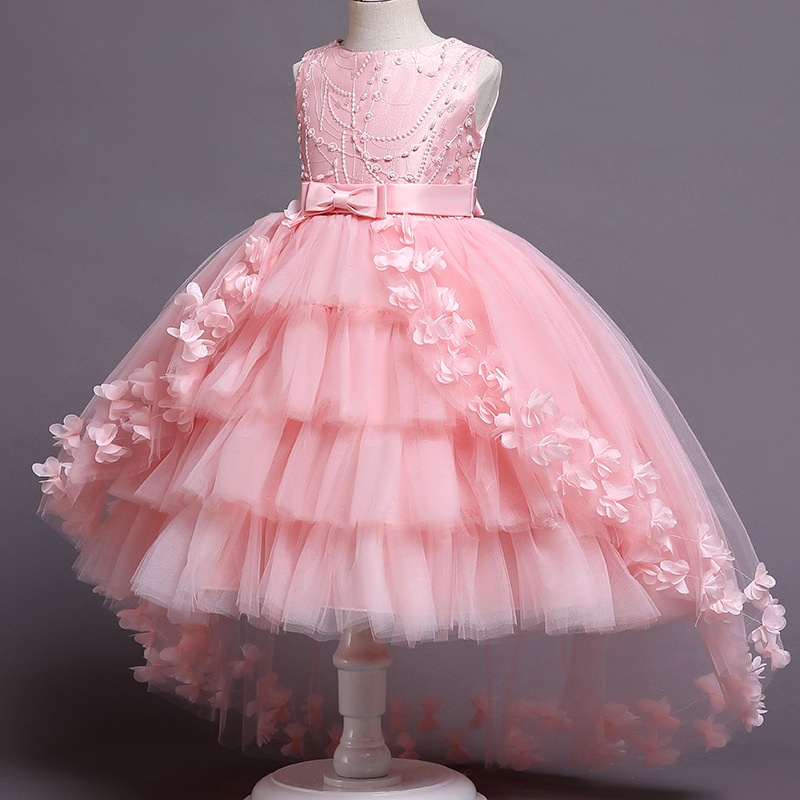 3-12 Years Girls Flowers Tulle Trailing Dress Party Birthday Wedding ...