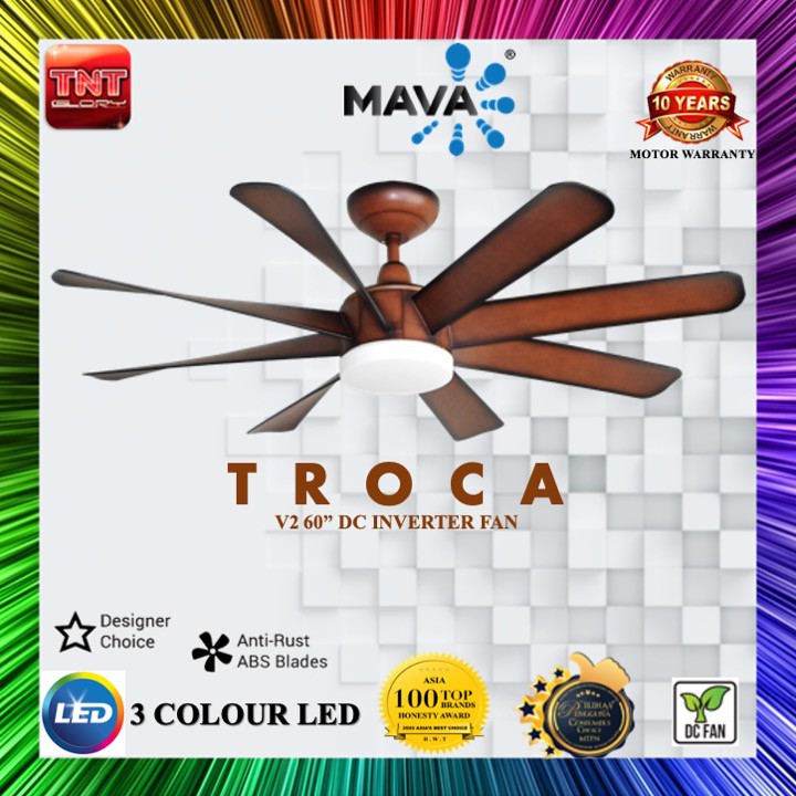 MAVA CEILING FAN TROCA V2 60 INCH DC MOTOR ELEGENT DESIGN 8 BLADE ...