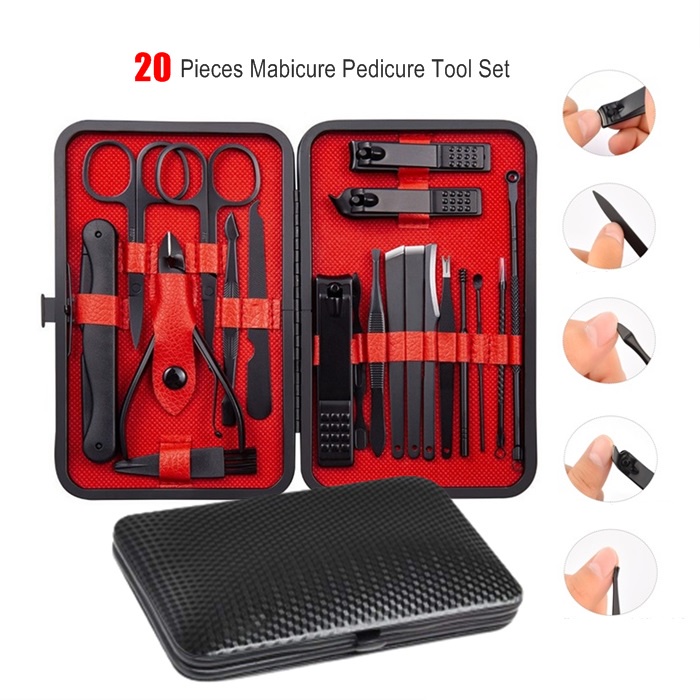 Manicure Set, 20PCS Pedicure Kit Nail Clippers Nail Nipper Cuticle ...