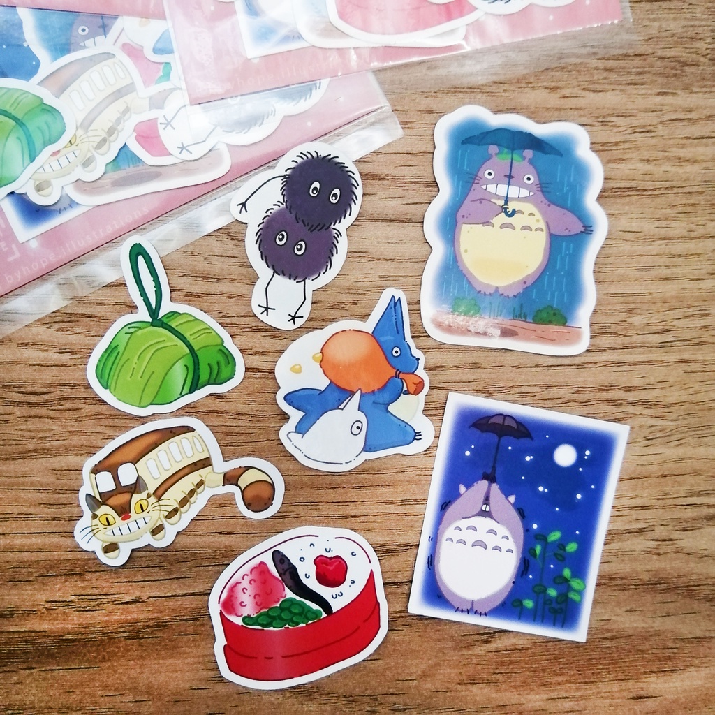 Cute Totoro Sticker Set 7pcs • Glossy Stickers • Digital illustrations ...