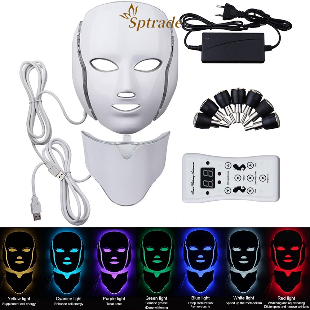 Sptrade 7 Colors Light Photon Electric LED Facial Mask Beauty Device ...
