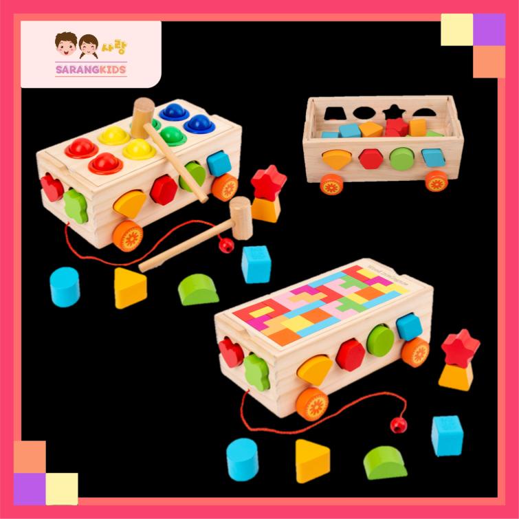Kids Early Learning Educational Wooden Montessori Hammer & 3D Russian ...