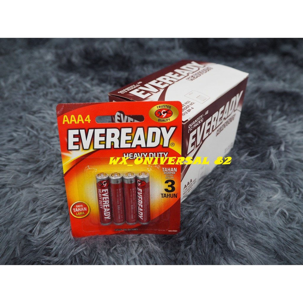 (READY STOCK)EVEREADY Heavy Duty R03 AAA Battery 1012 BP4 4pcs/pack ...
