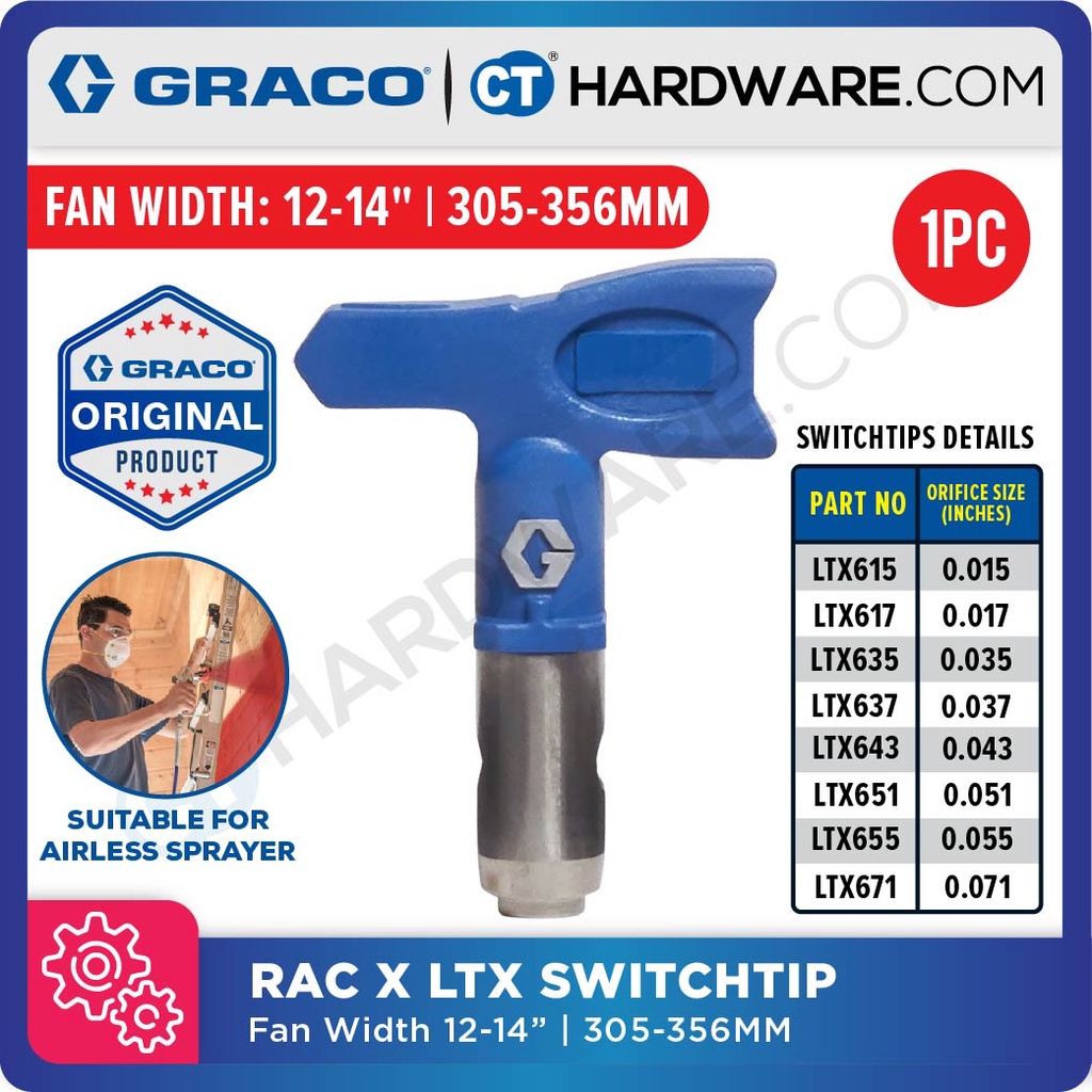 GRACO RAC X LTX SWITCH TIP 12-14" (305-356MM) FAN WIDTH SUITABLE FOR ...