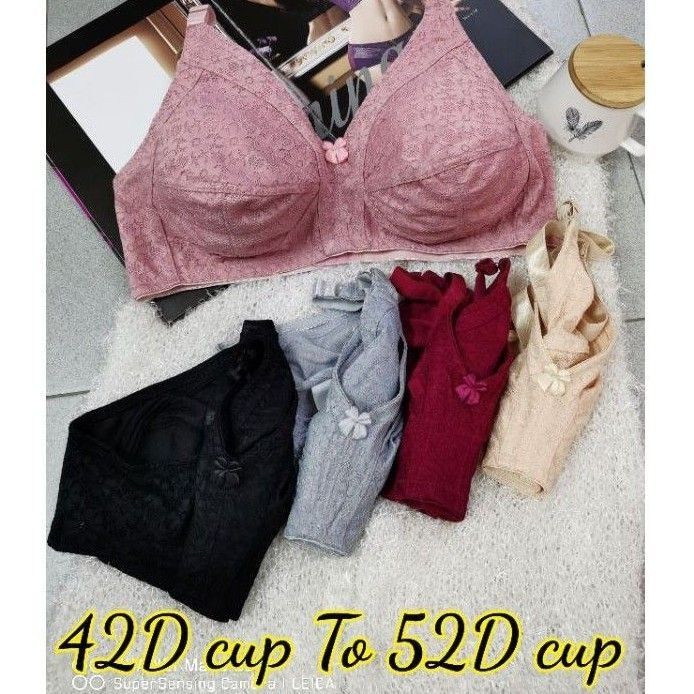 🇲🇾 Ready stock UP TO 52D 964 Womens Non-Wired Big size Bra 42D/95D-44D/100D - 46D/105D-48D/110D ...