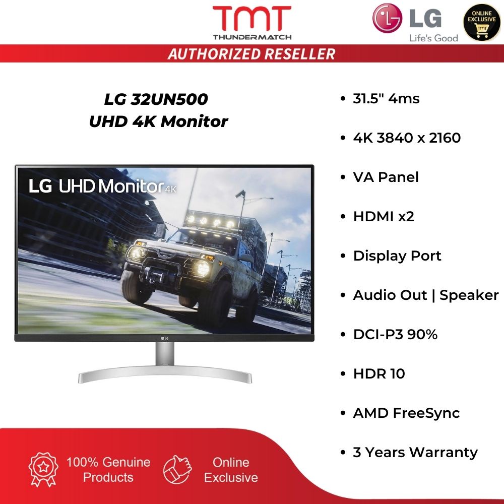 LG 32UN500 UHD 4K Monitor | 31.5" / 4ms / 4K 3840x2160 | VA | HDMI / DP ...