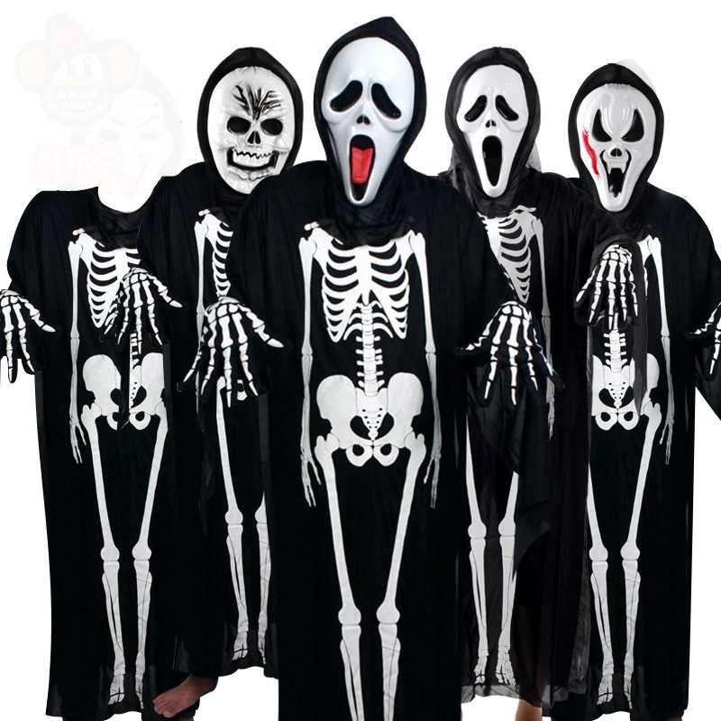 Halloween Ghost Mask Witches Hantu Topeng Ghost Dress Cosplay Long Face ...