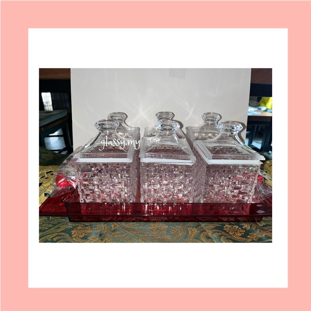 Giacomo 7pcs AIRTIGHT Candy Box with serving set/balang akrilik KEDAP ...