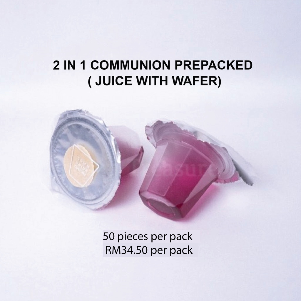 2 in 1 Communion Prepack • Grape Juice and Wafer • 25/50pcs • Christian ...