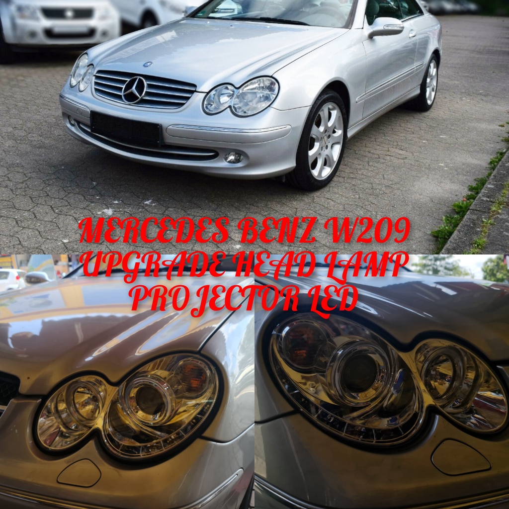 Mercedes Benz CLK W209 Head Lamp 2004-2009 Projector DRL LED Chromed ...