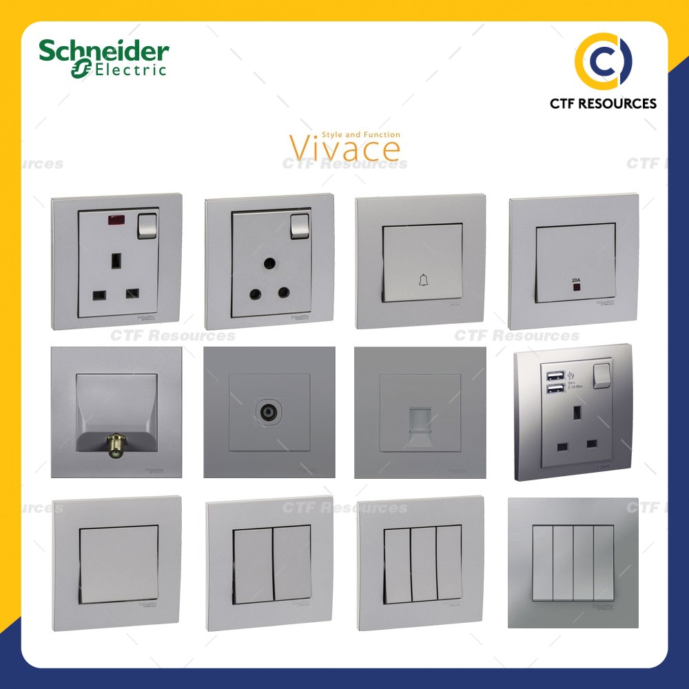 [FULL RANGE] SCHNEIDER VIVACE SERIES SILVER SWITCHES & SOCKETS | Shopee ...