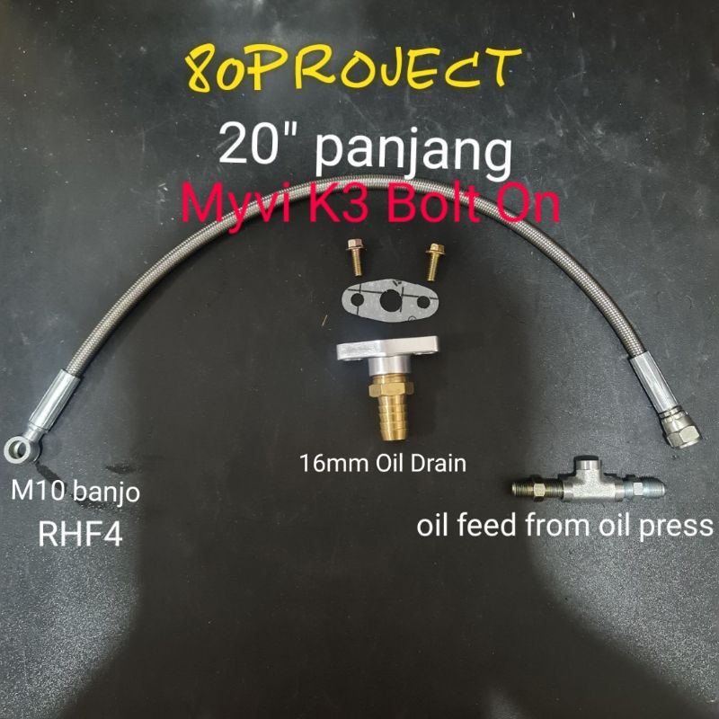 Perodua Myvi K3 VQ41 VF33 RHF4 Bolt On Turbo Oil Line Kit with Oil ...
