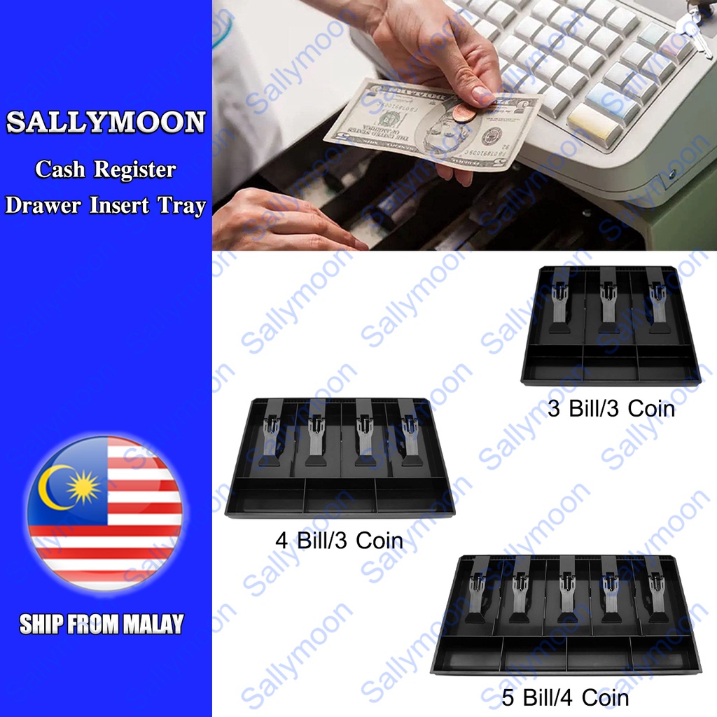 MOON Cash Drawer Register Insert Tray Replacement 3 Bills 3 Coins/4 ...