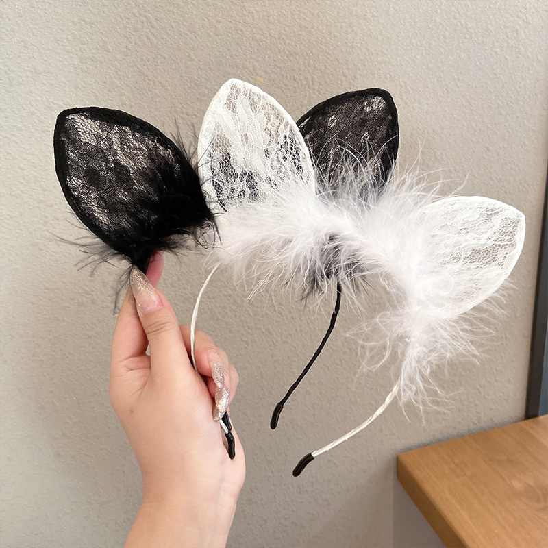 Korean Lace Cat Ear Headband Sexy Ladies Plush Hair Band Women