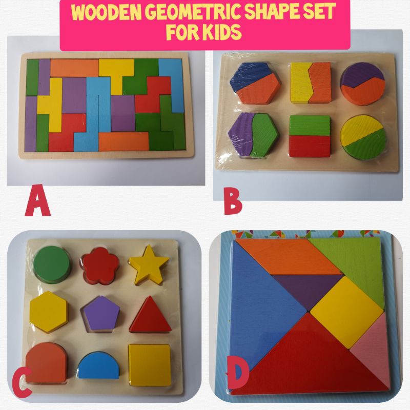 Ready Stock !! Wooden Geometric Shape set for kids Play | Shopee Malaysia