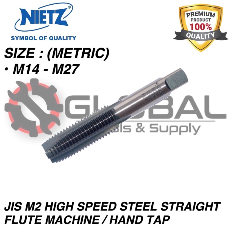 🇲🇾 READY STOCK 🇲🇾 NIETZ JIS M2 HIGH SPEED STEEL STRAIGHT FLUTED MACHINE ...