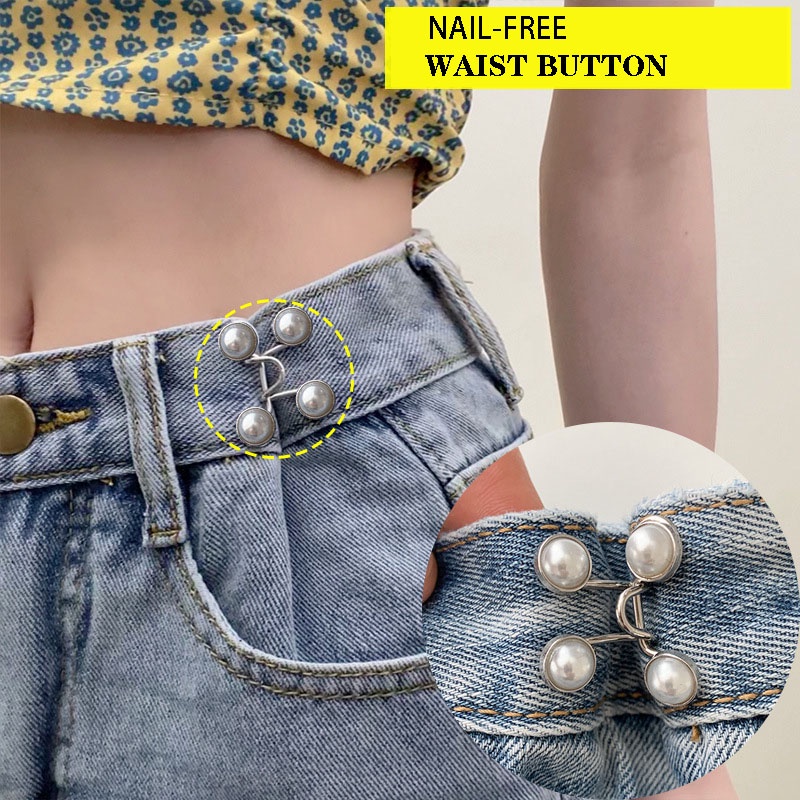 Korean Fashion Jeans Buckle Needle Waist Circumference Adjustment Waist ...