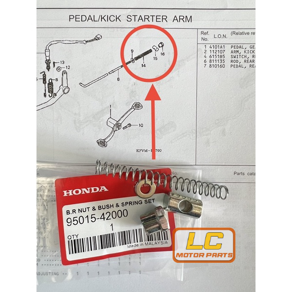 HONDA EX5 BRAKE ROD NUT BUSH SPRING SET C70 GBO DREAM BATANG BREK SPRIN ...