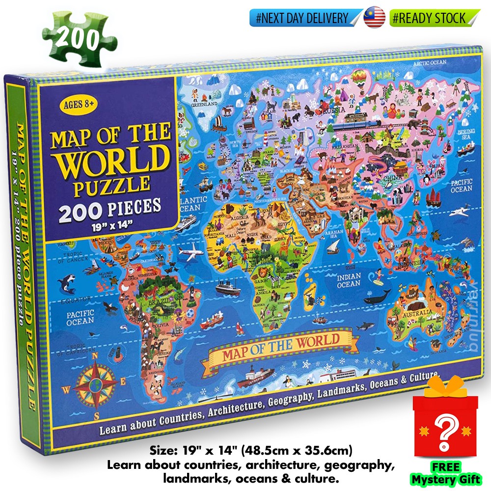 🧩200 Pieces Map of the World Puzzle - World Jigsaw Puzzle of Learning ...