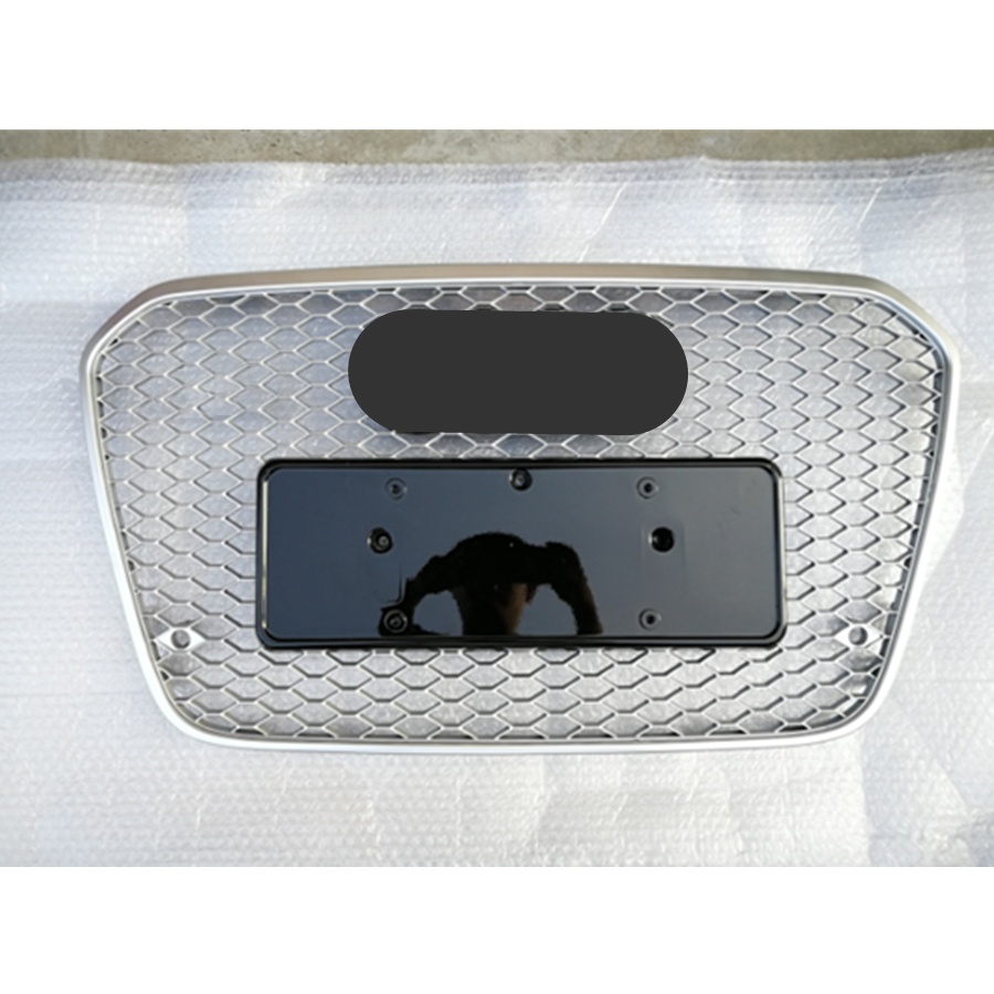 For RS6 Style Front Sport Hex Mesh Honeycomb Hood Grill Chrome Frame ...