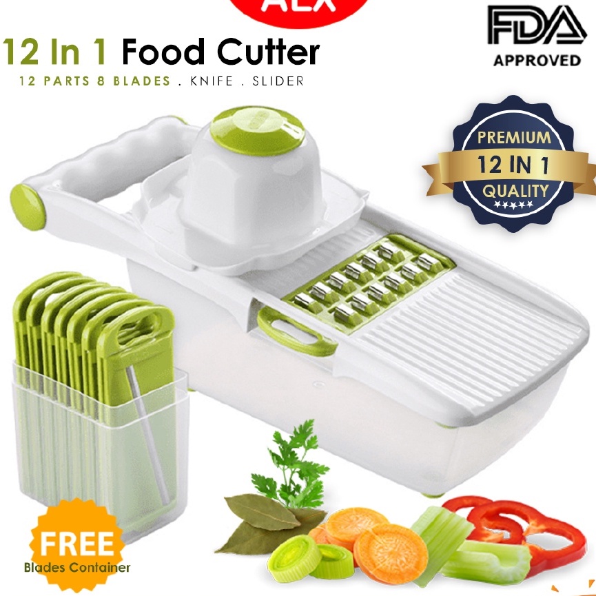 🔥12 dalam 1🔥Sayur-sayuran Mandoline Slicer Cutter Grater makanan buah ...