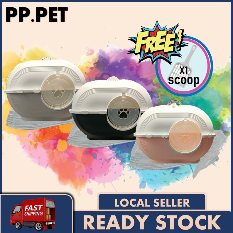 Meow It cat litter box with 2 doors latest design x FREE scoop (black ...