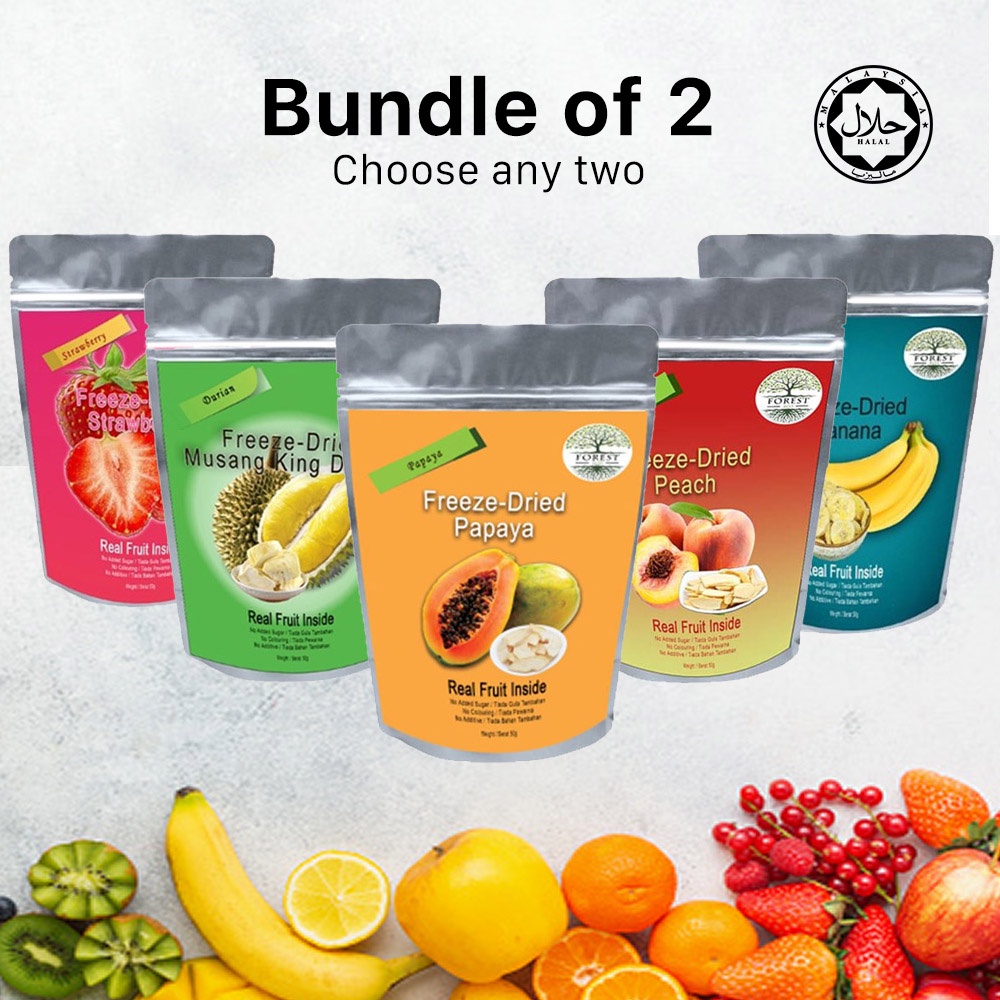 [Bundle of 2] Freeze Dried Crispy Halal Snack Vegan Freeze Dried Fruit ...