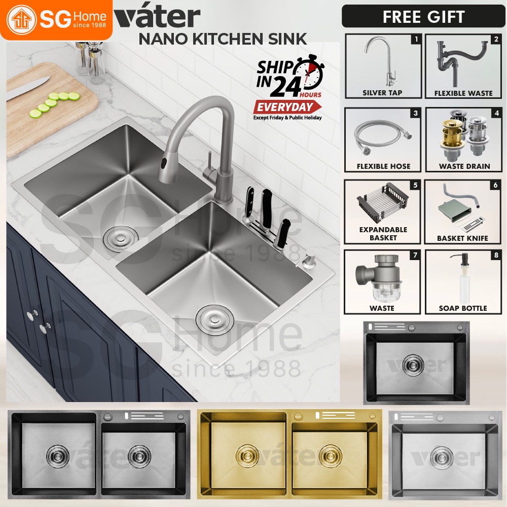 VATER Premium Nano Double Sink ABCDH Package Deals Stainless Steel ...