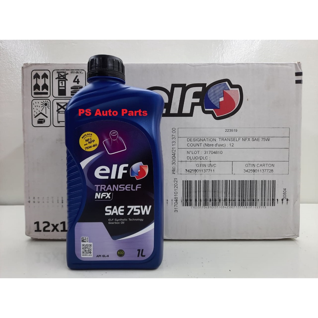 Original Gearbox Oil ELF Tranself NFX 75W (1L) Manual Gear Oil ELF NFX ...
