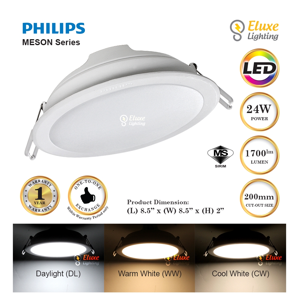 PHILIPS MESON ROUND LED DOWNLIGHT [4" 9W-59449][5" 13W-59464][6" 17W-59466][7" 21W-59469][8" 24W ...