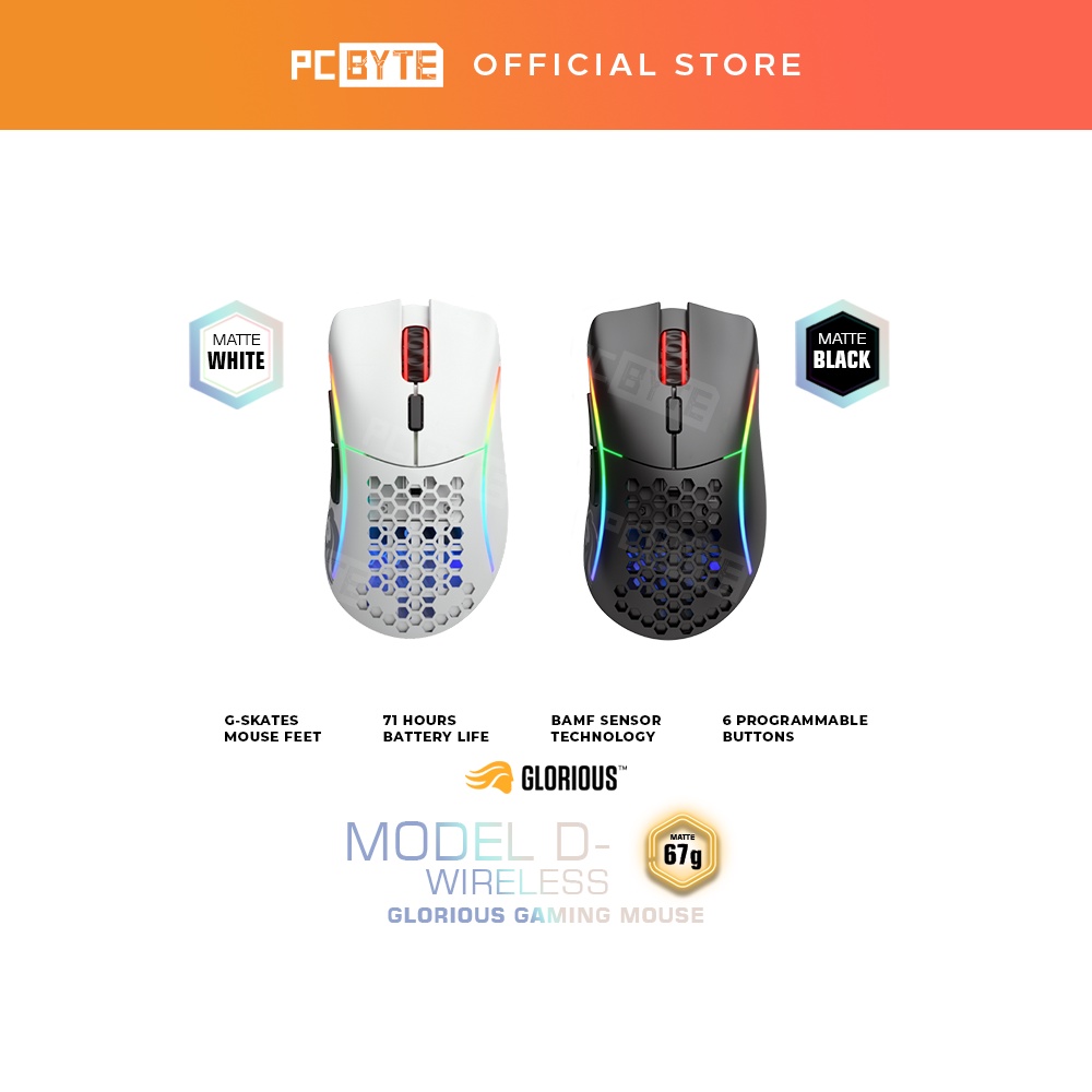 Glorious Model D Minus Wireless Gaming Mouse - (Matte Black/Matte White ...