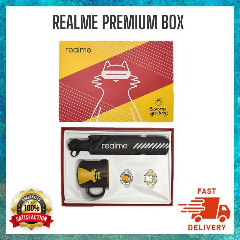 [100% Original] Realme Premium Box Gift Box with Umbrella / Mug ...