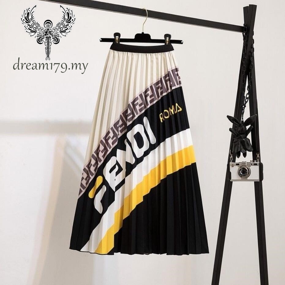 Ready Stock!!FF Summer high waist fashion skirt stripe print medium ...