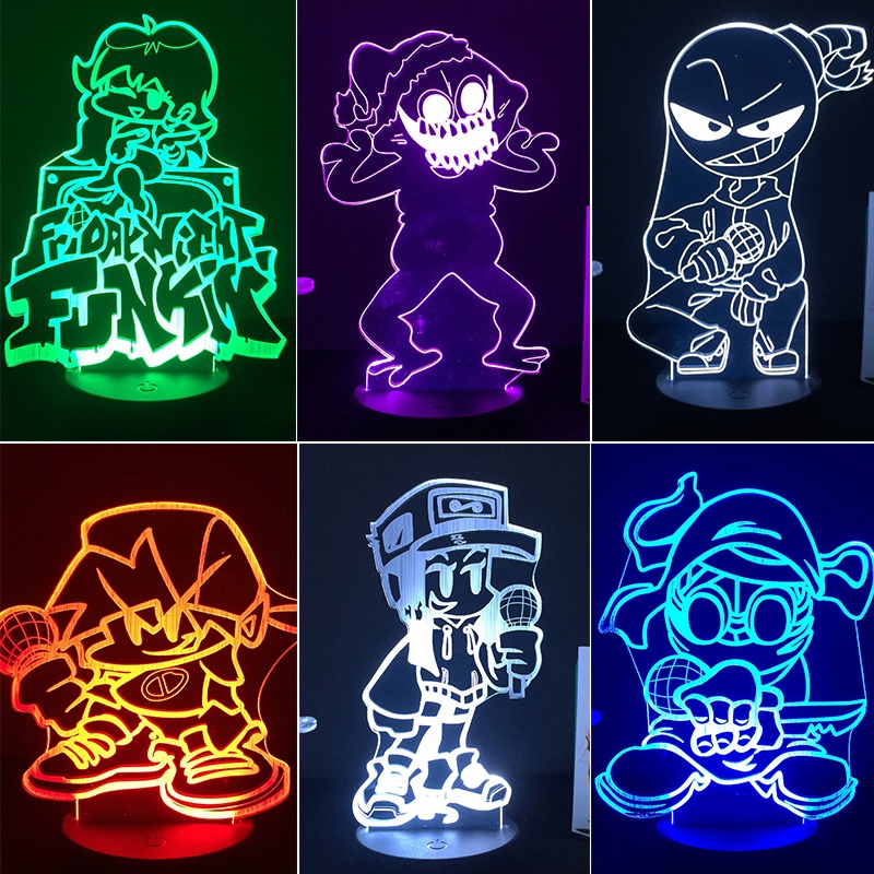 Game Friday Night Funkin Night Light 3D Lamp LED Figure Changing Touch ...