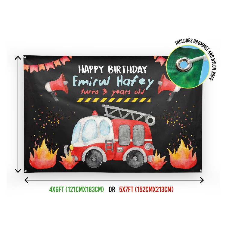 Birthday Banner | Birthday Backdrop | Hari Jadi - Fire Department ...
