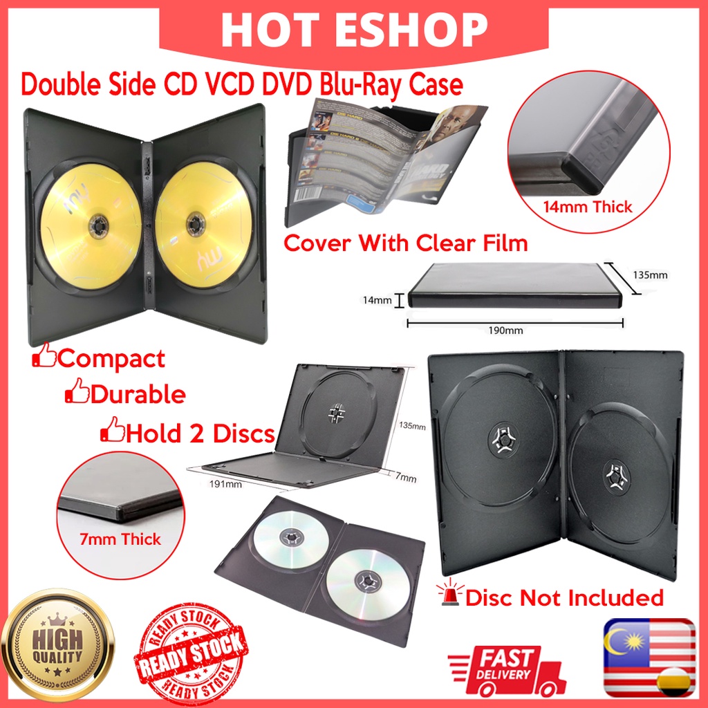 CD VCD DVD Blu-Ray PP Material 7mm/14mm Thick Double Discs Black Cover ...