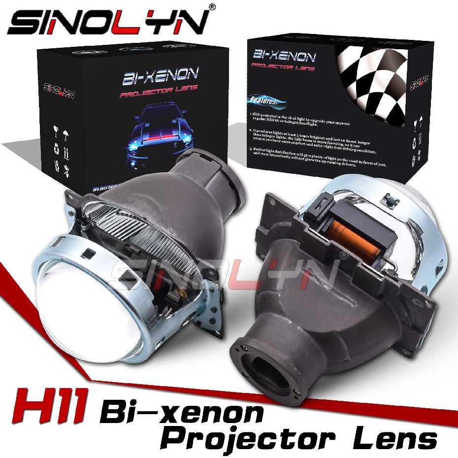 Sinolyn Bi Xenon Projectors Headlight Lens Koito H11 LED/HID 3 Inch ...
