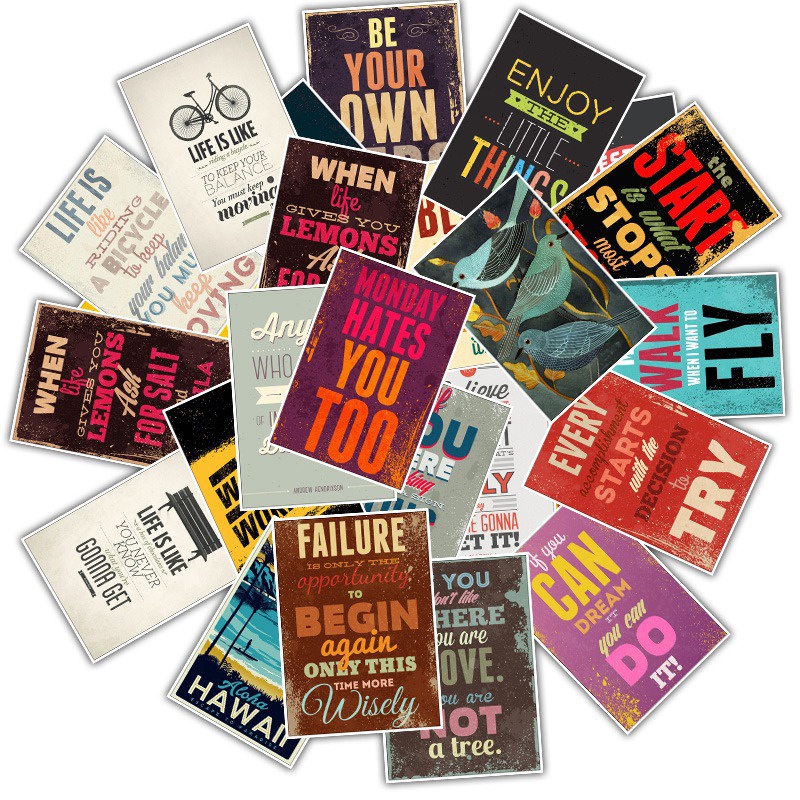 25PCS/set Classic Motivational Motto Poster Sticker Inspirational Life ...
