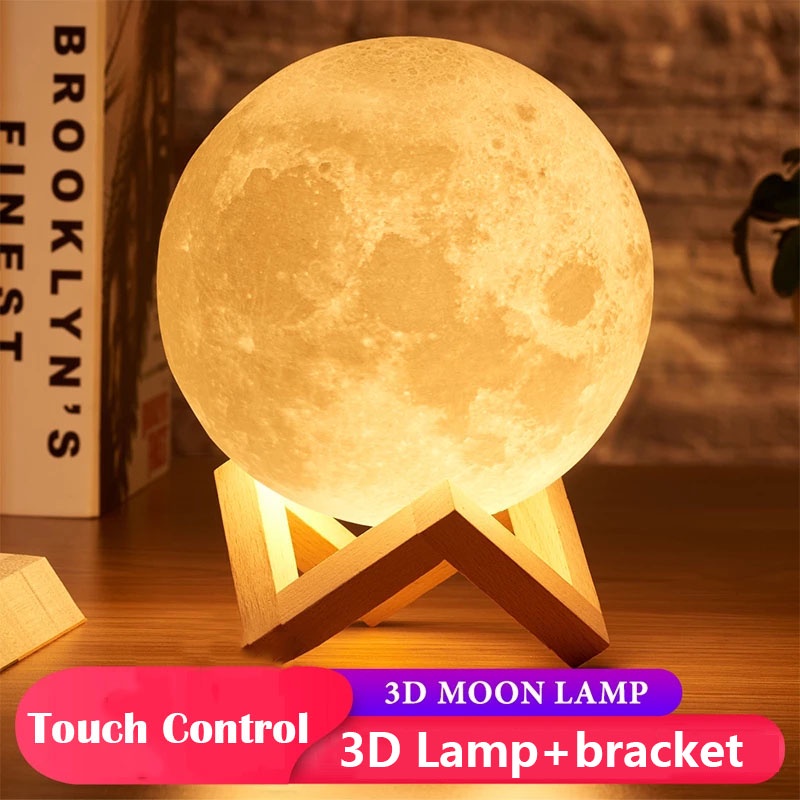 3D Moon Night Light Lunar Lamp Lighting Touch Control Moon Lamp ...