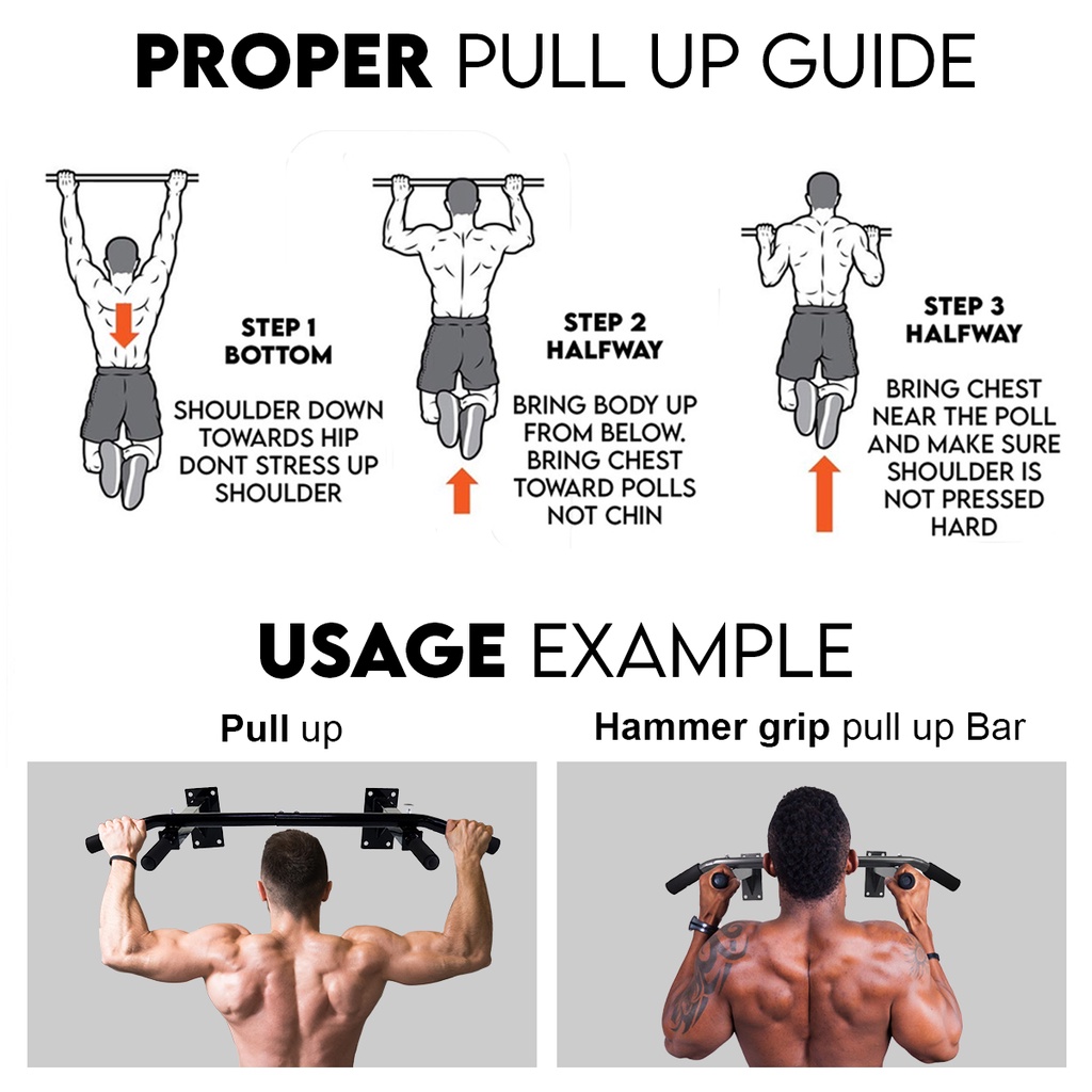 Vigor Fitness Wall Mounted Pull Up Bar Chin Up Bar / Bar Palang Tarik ...