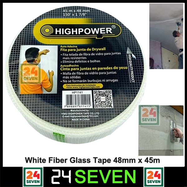 [ READY STOCK ] FiberGlass Tape 48mm x 45m White Fiber glass mesh Tape ...