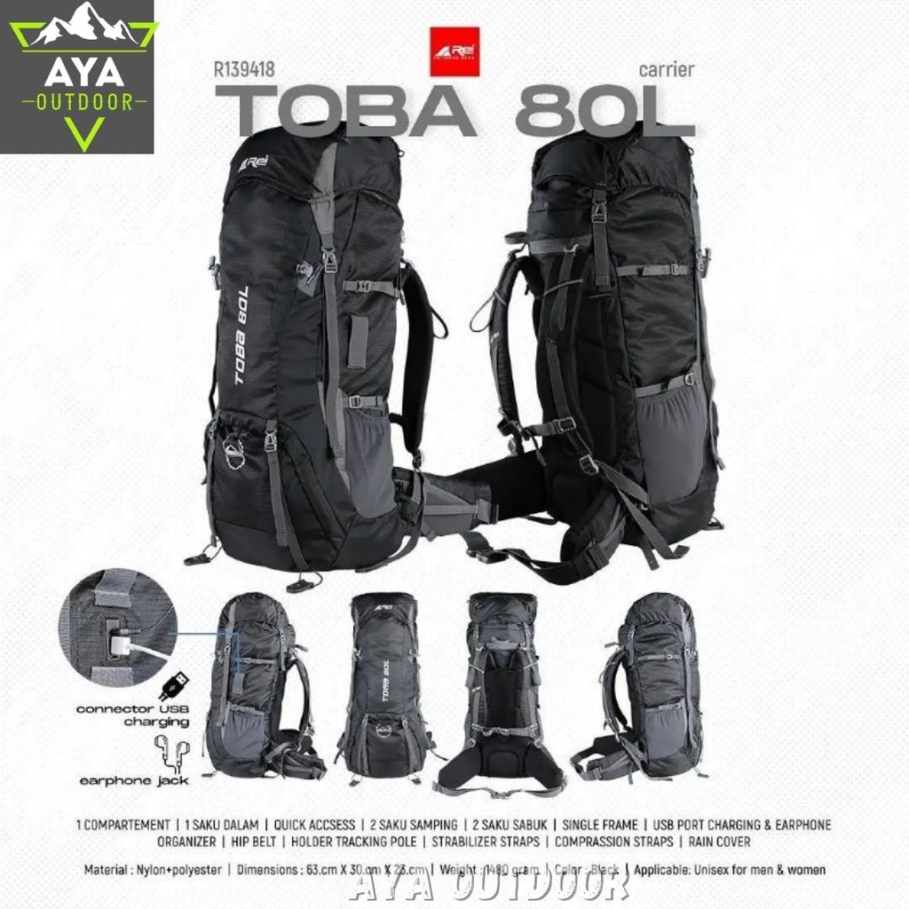 AREI TOBA CARRIER BACKPACK 80 LITER ORIGINAL HIKING MOUNTAIN OUTDOOR ...